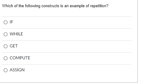 Solved Which of the following constructs is an example of | Chegg.com