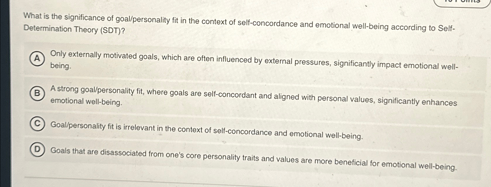 Solved What is the significance of goal/personality fit in | Chegg.com