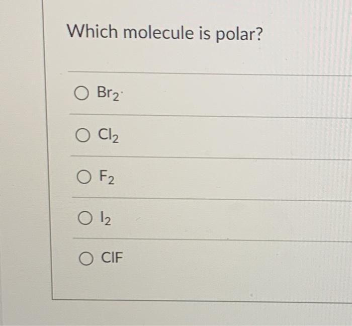 Solved Which molecule is nonpolar? O CS2 O O O SO2 O H20 O | Chegg.com