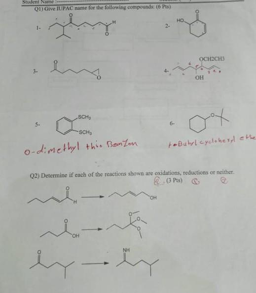 Solved Q1) Give IUPAC nimie for the following compounds: (6 | Chegg.com