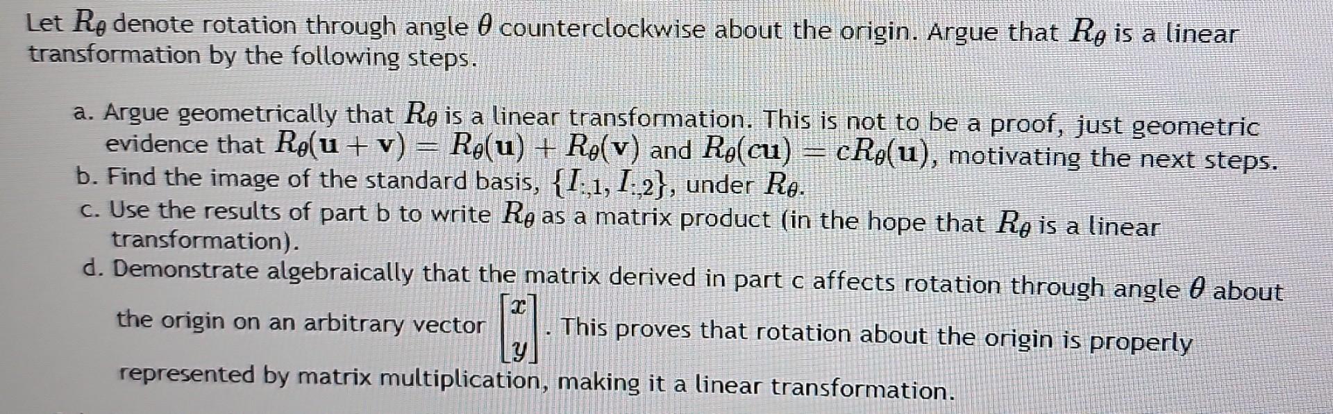 Solved Let Rθ denote rotation through angle θ | Chegg.com