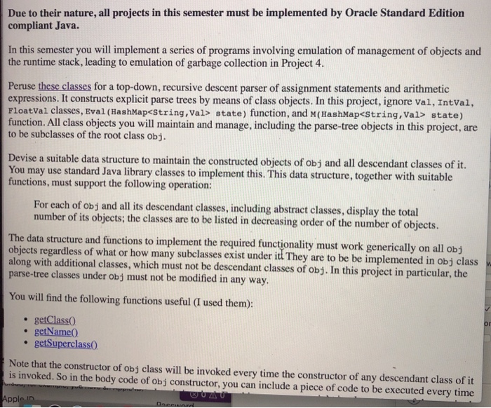PROJECT 1: Maintaining Constructed Java Objects Due: | Chegg.com