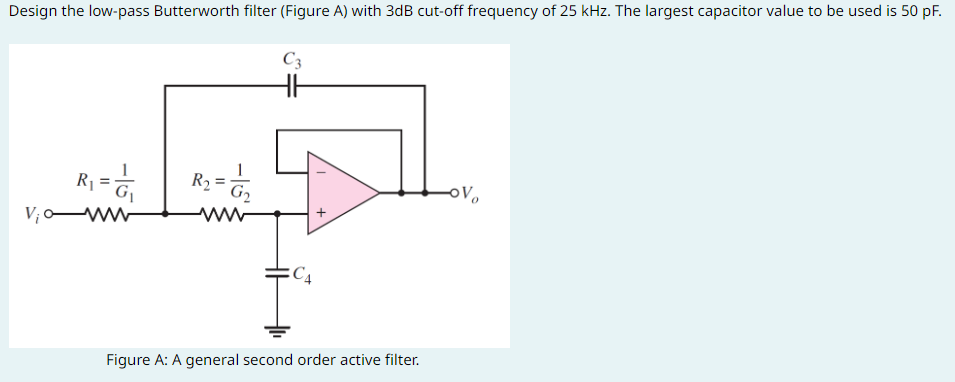 Solved Design the low-pass Butterworth filter (Figure A) | Chegg.com