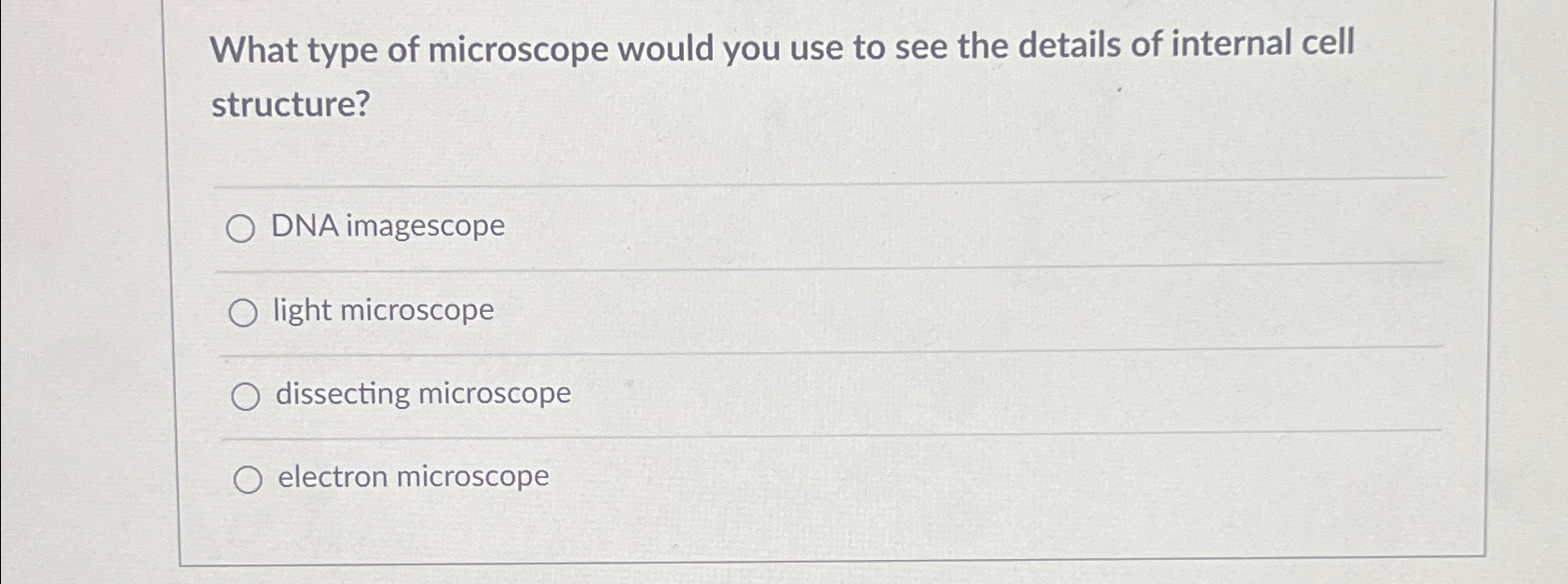 Solved What type of microscope would you use to see the | Chegg.com