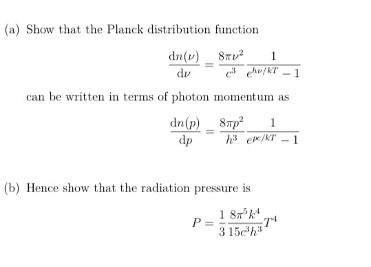 Solved (a) Show that the Planck distribution function 1 | Chegg.com