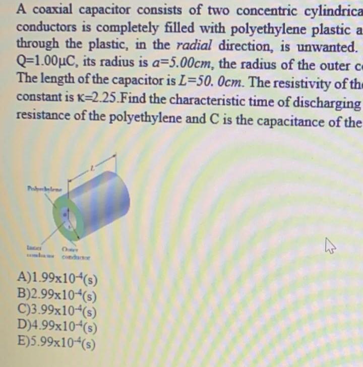 A coaxial capacitor consists of two concentric | Chegg.com