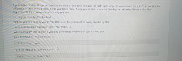 Solved A year in the modern Gregorian Calendar consists of | Chegg.com