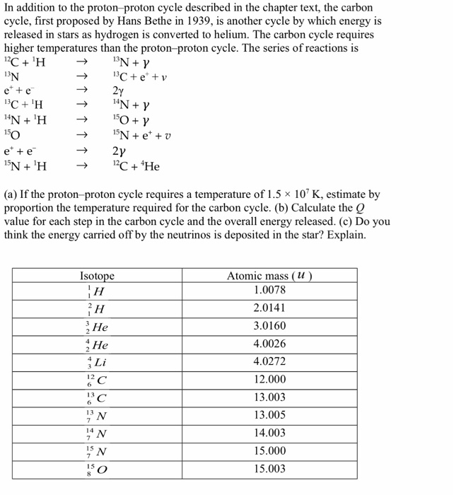 Solved 13N + V In addition to the proton-proton cycle | Chegg.com