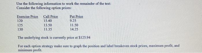 Solved Use the following information to work the remainder | Chegg.com