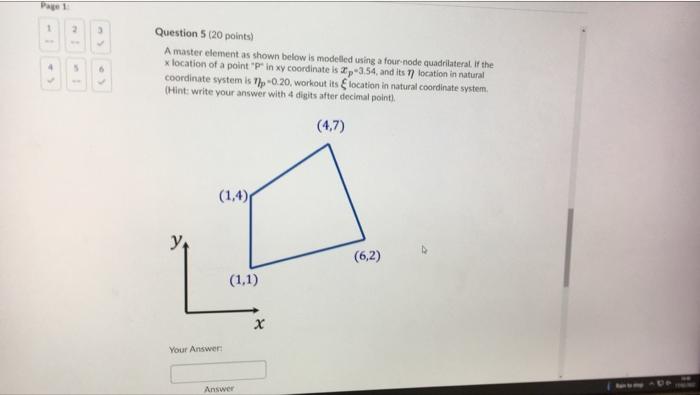 Solved 2 Question 5 (20 points) A master element as shown | Chegg.com