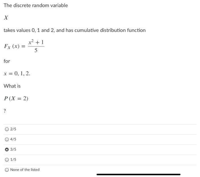Solved The discrete random variable X takes values 0, 1 and | Chegg.com