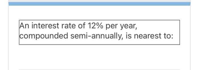 Solved An interest rate of 12% per year, compounded | Chegg.com