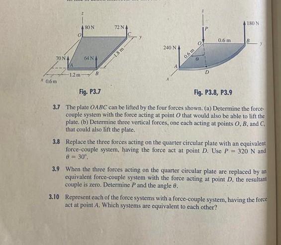 Solved Fig. P3.7 Fig. P3.8, P3.9 3.7 The plate OABC can be | Chegg.com