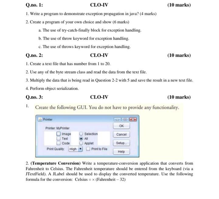 Solved Q.no. 1: CLO-IV (10 marks) 1. Write a program to | Chegg.com