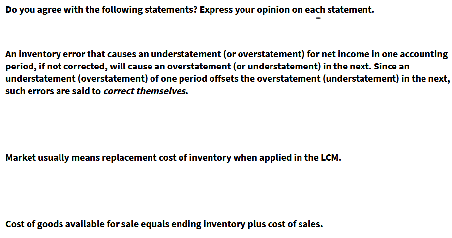Solved Do you agree with the following statements? Express | Chegg.com