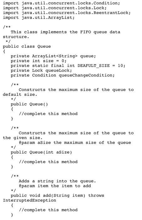 2. Multithread/Queue Implement a Queue class whose | Chegg.com