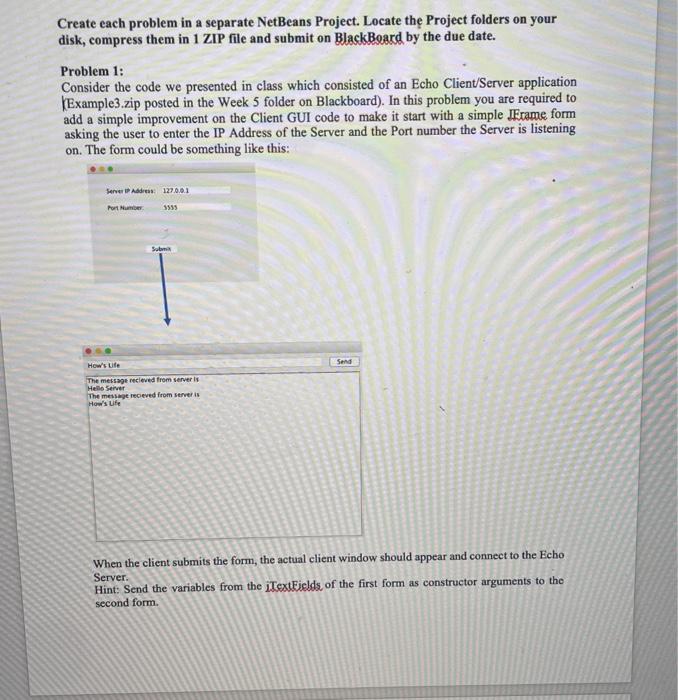 Create each problem in a separate NetBeans Project. | Chegg.com