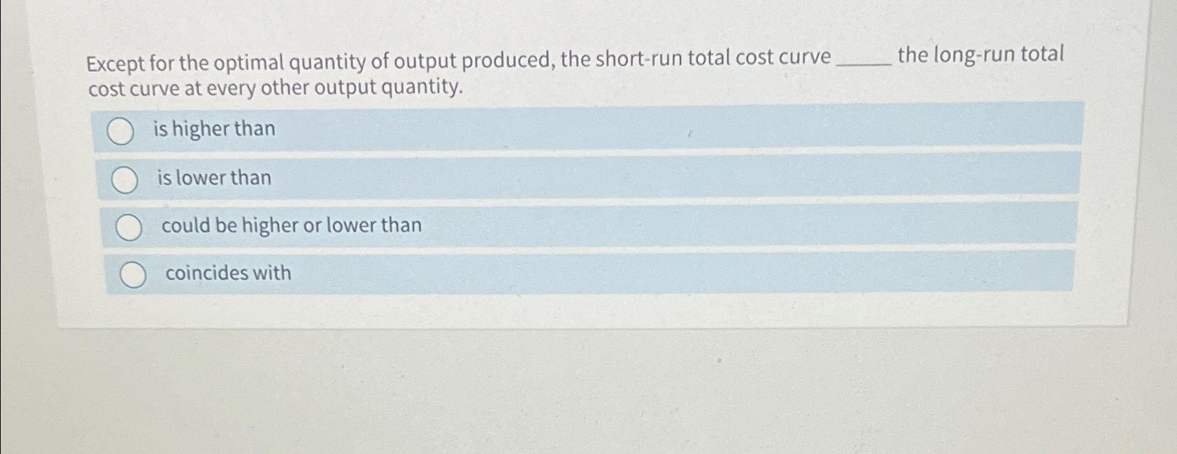 Solved Except for the optimal quantity of output produced, | Chegg.com