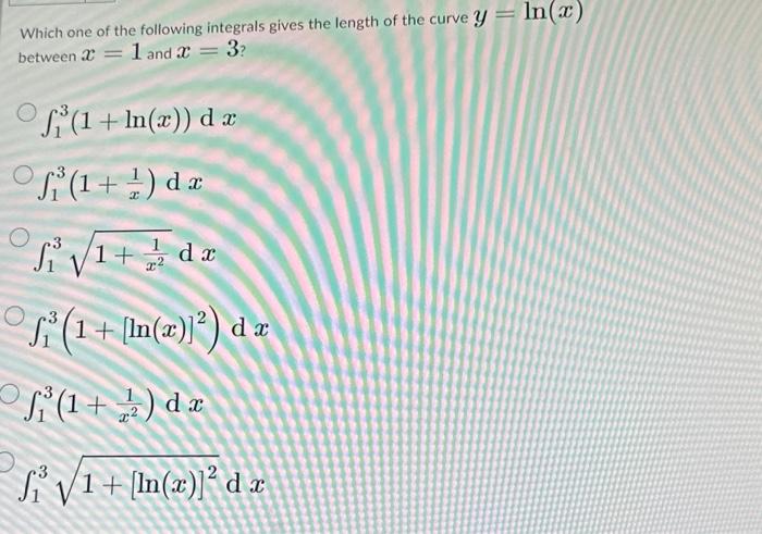 Solved Which one of the following integrals gives the length | Chegg.com