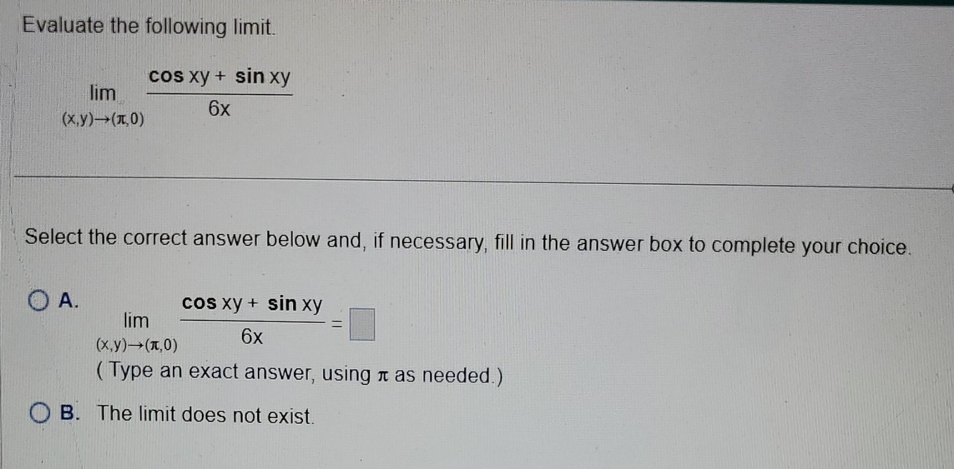 Solved Evaluate the following limit. | Chegg.com