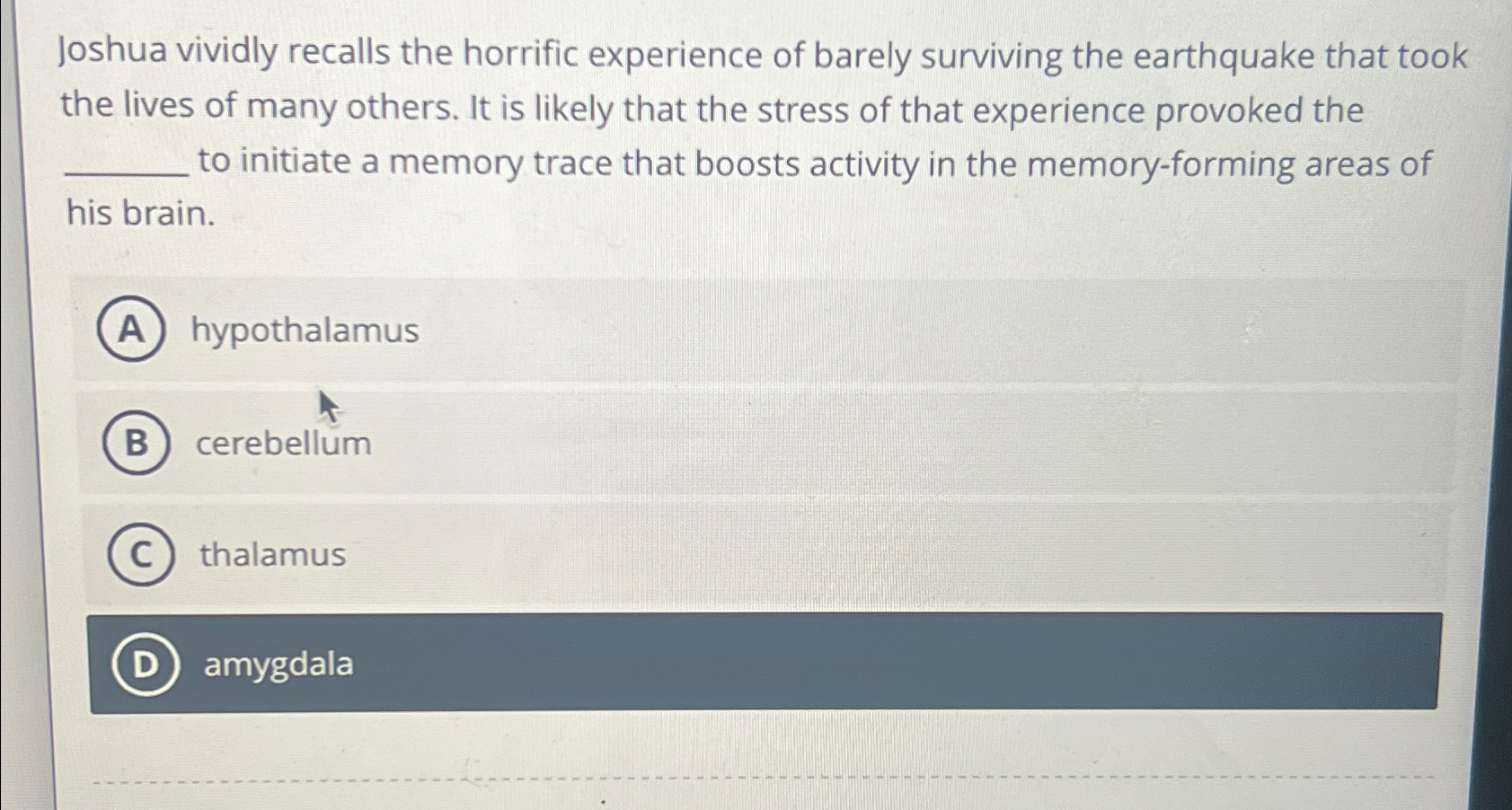Solved Joshua vividly recalls the horrific experience of | Chegg.com