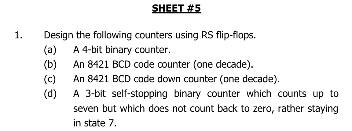 Solved Design the following counters using RS flip-flops.(a) | Chegg.com