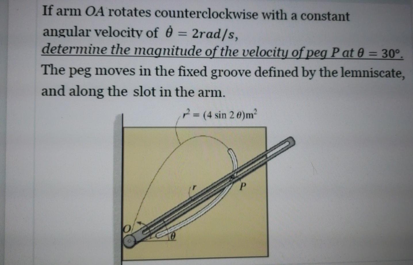 Solved If arm OA rotates counterclockwise with a constant | Chegg.com