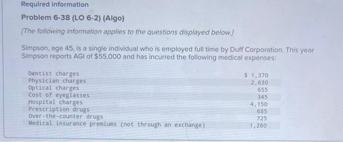 Solved Problem 6-38 (LO 6-2) (Algo) [The following | Chegg.com
