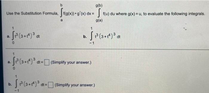 Solved b 9(b) Use the Substitution Formula, frax) Sreca) = | Chegg.com