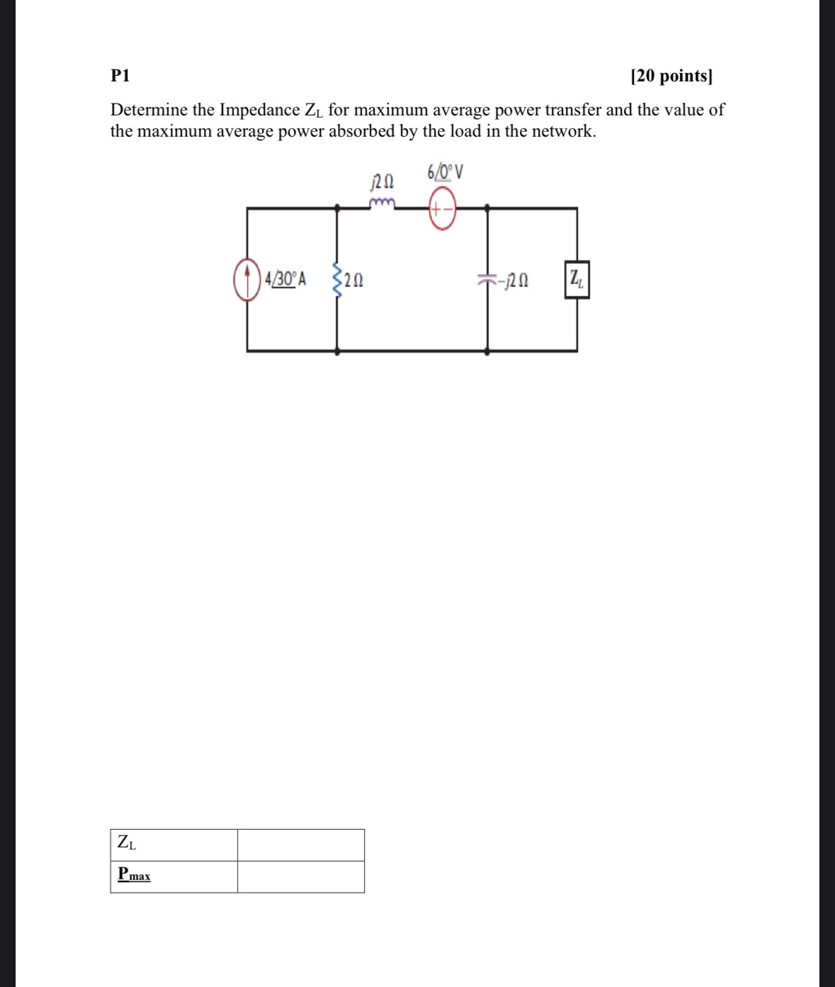 Solved Determine the Impedance \( \mathrm{Z}_{\mathrm{L}} \) | Chegg.com