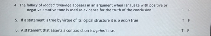4. The fallacy of loaded language appears in an | Chegg.com
