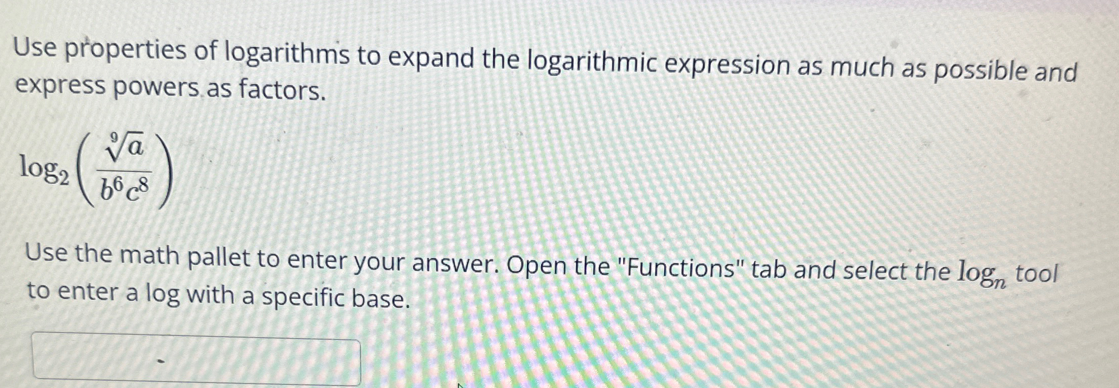 Solved Use properties of logarithms to expand the | Chegg.com