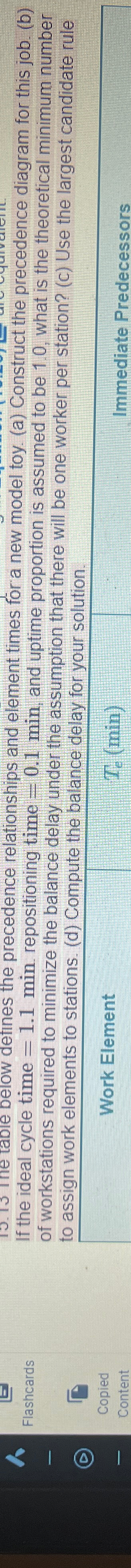 Solved of workeal cycle time =1.1min. repositioning time | Chegg.com