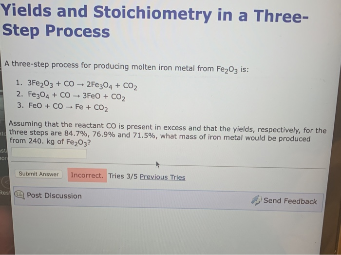 Solved Yields and Stoichiometry in a Three- Step Process A | Chegg.com