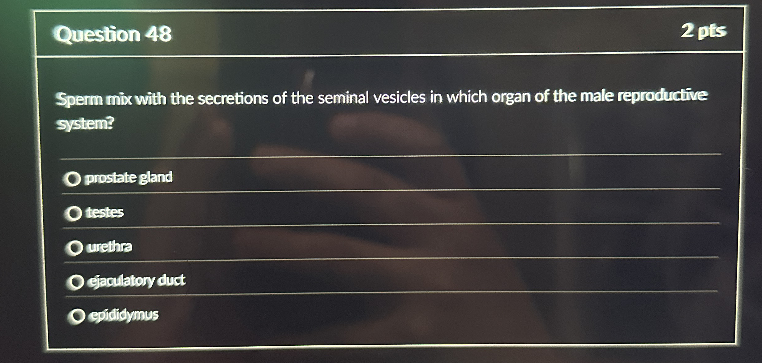 Solved Question 482 ﻿ptsSperm mix with the secretions of the | Chegg.com