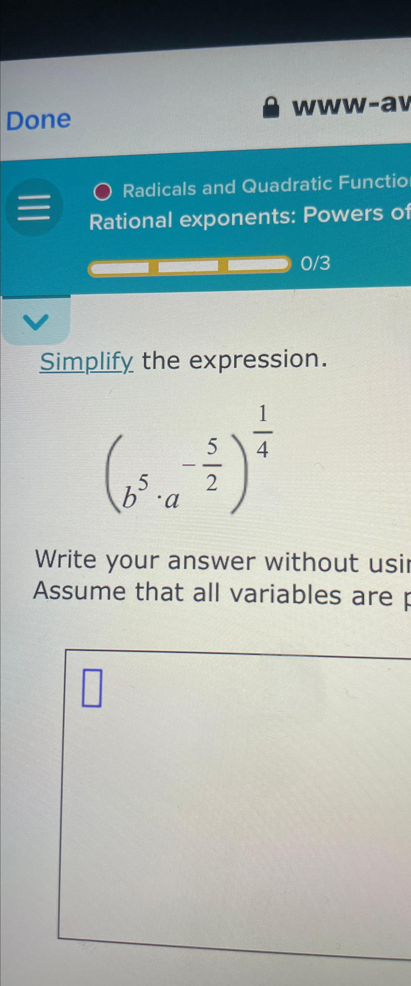 Solved Donewww-avRadicals and Quadratic FunctioRational | Chegg.com