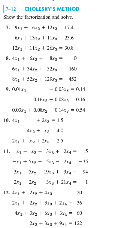 Solved CHOLESKY'S METHODShow the factorization and | Chegg.com
