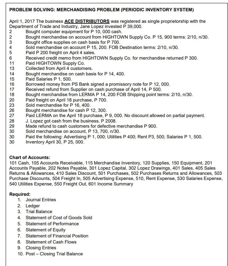 Solved PROBLEM SOLVING: MERCHANDISING PROBLEM (PERIODIC | Chegg.com