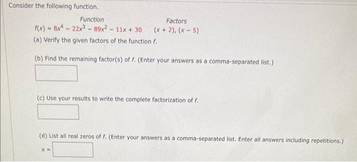 Solved Consider the following function. Function | Chegg.com