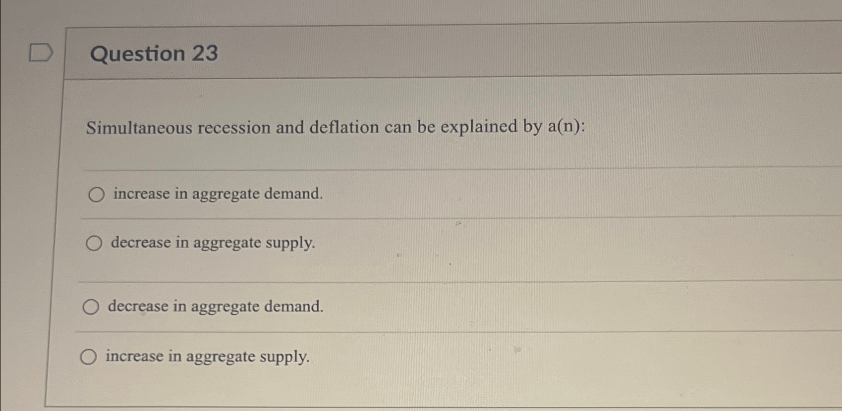 Solved Question 23Simultaneous recession and deflation can | Chegg.com