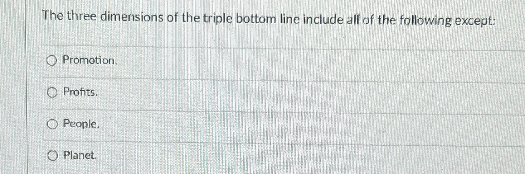 Solved The three dimensions of the triple bottom line | Chegg.com