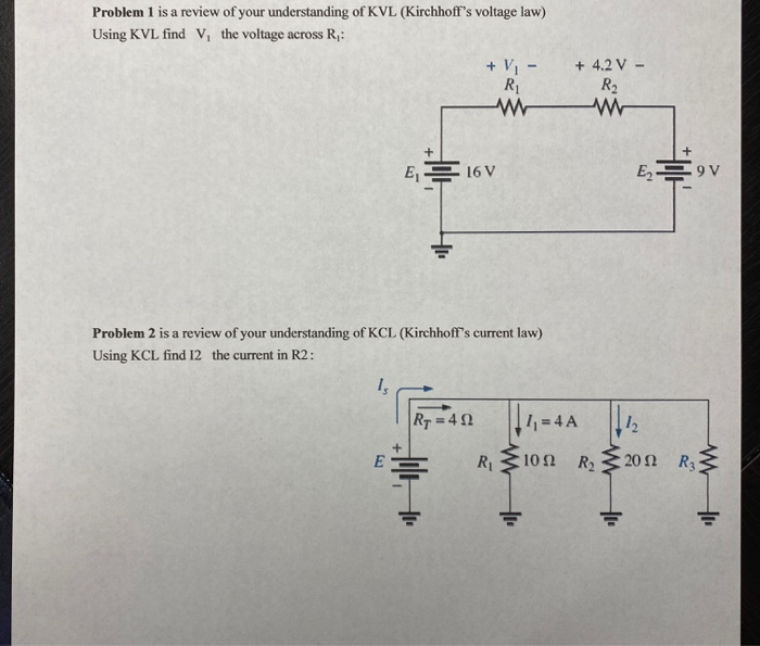Solved Problem 1 is a review of your understanding of KVL | Chegg.com
