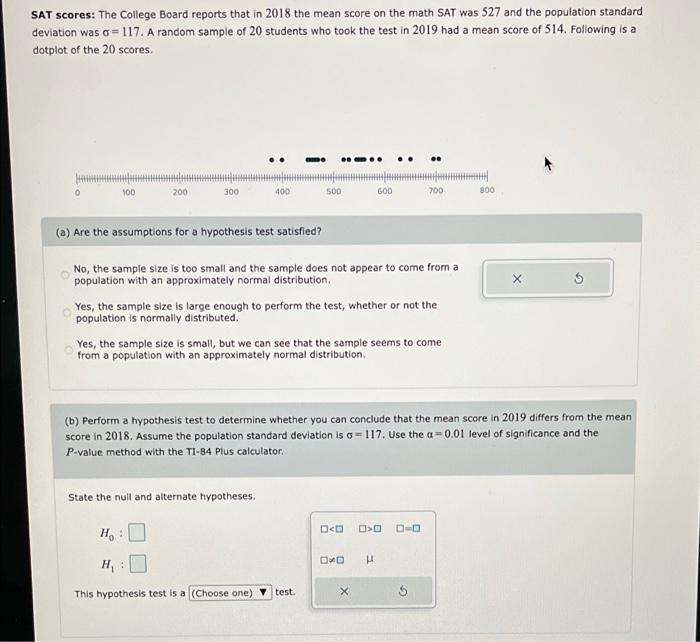 Solved SAT scores: The College Board reports that in 2018 | Chegg.com