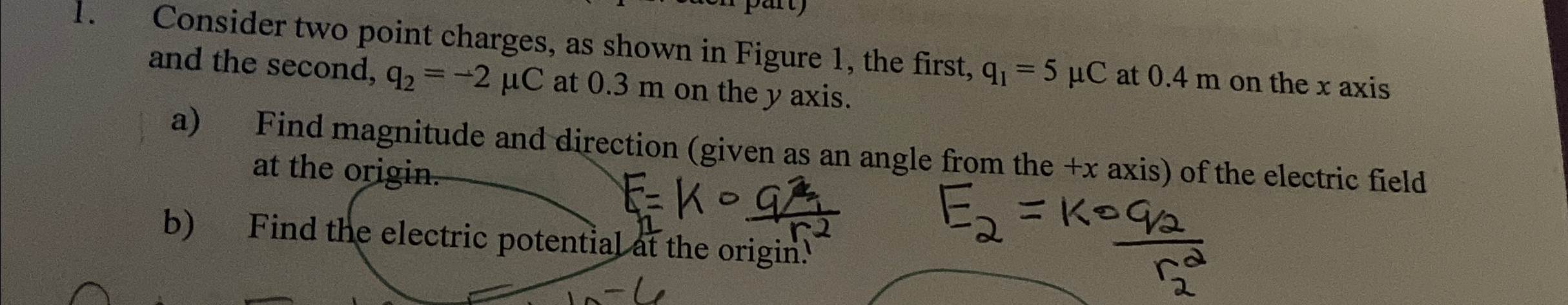 Solved Consider two point charges, as shown in Figure 1, | Chegg.com
