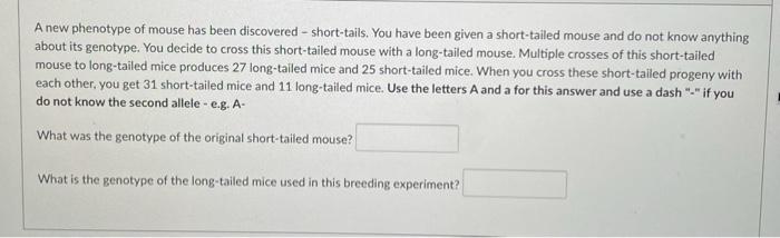 Solved A new phenotype of mouse has been discovered - | Chegg.com