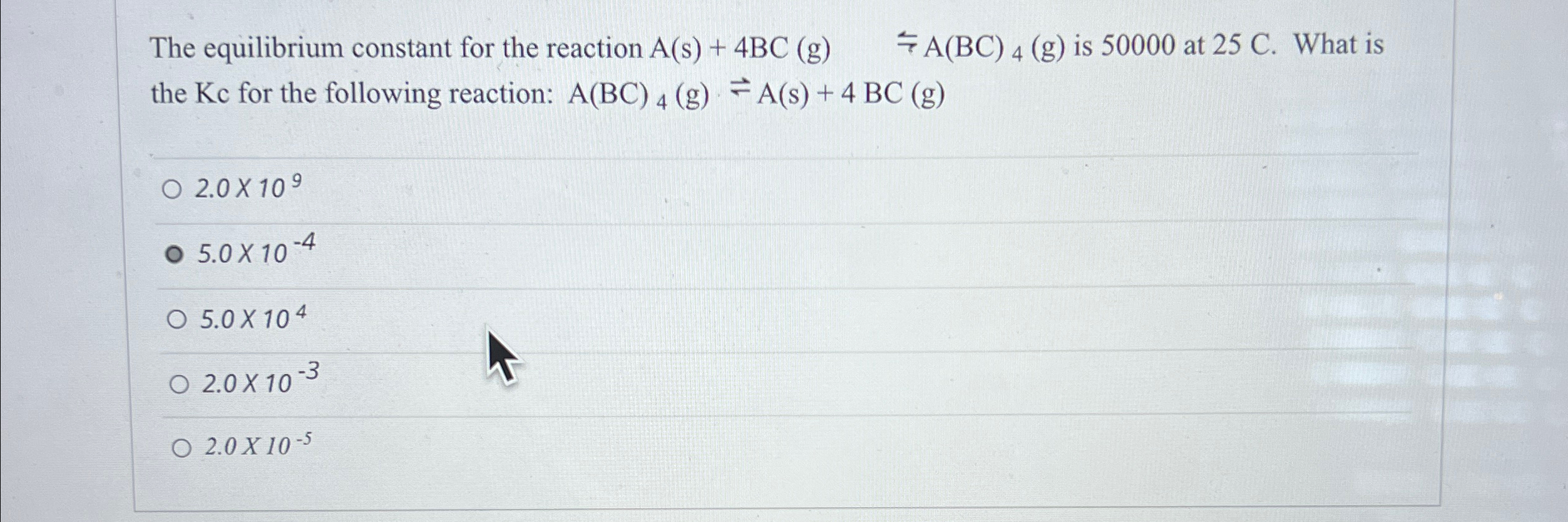 Solved The equilibrium constant for the reaction | Chegg.com