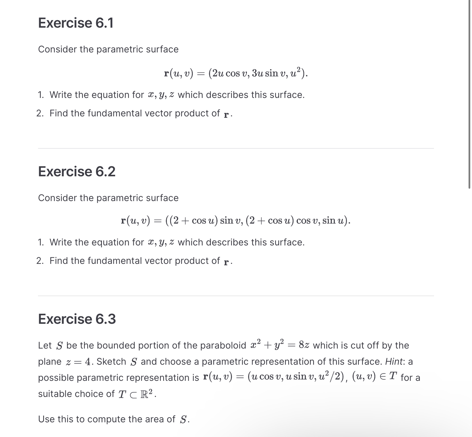 Solved Exercise 6.1Consider the parametric | Chegg.com
