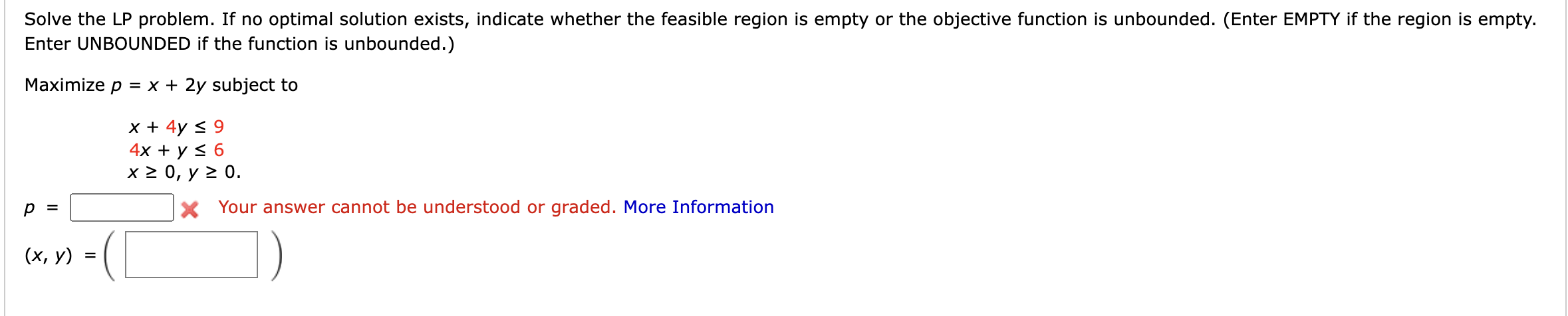 Solved Solve the LP problem. If no optimal solution exists, | Chegg.com