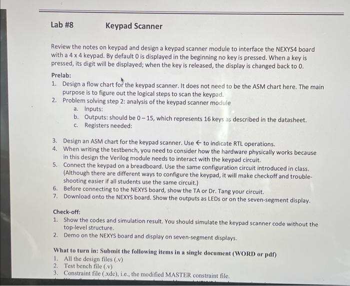 Review The Notes On Keypad And Design A Keypad 