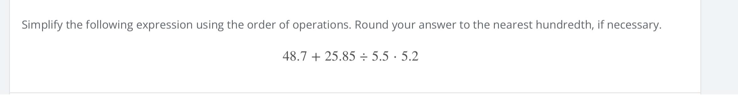 Solved Simplify the following expression using the order of | Chegg.com